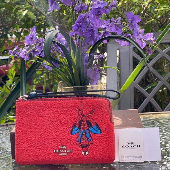 Coach | Bags | Coach Spiderman Marvel Red Blue Zip Wristlet | Poshmark